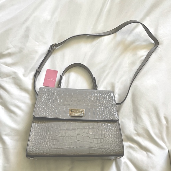 kate spade | Bags | Authentic Kate Spade Croc Grey Patent Leather ...